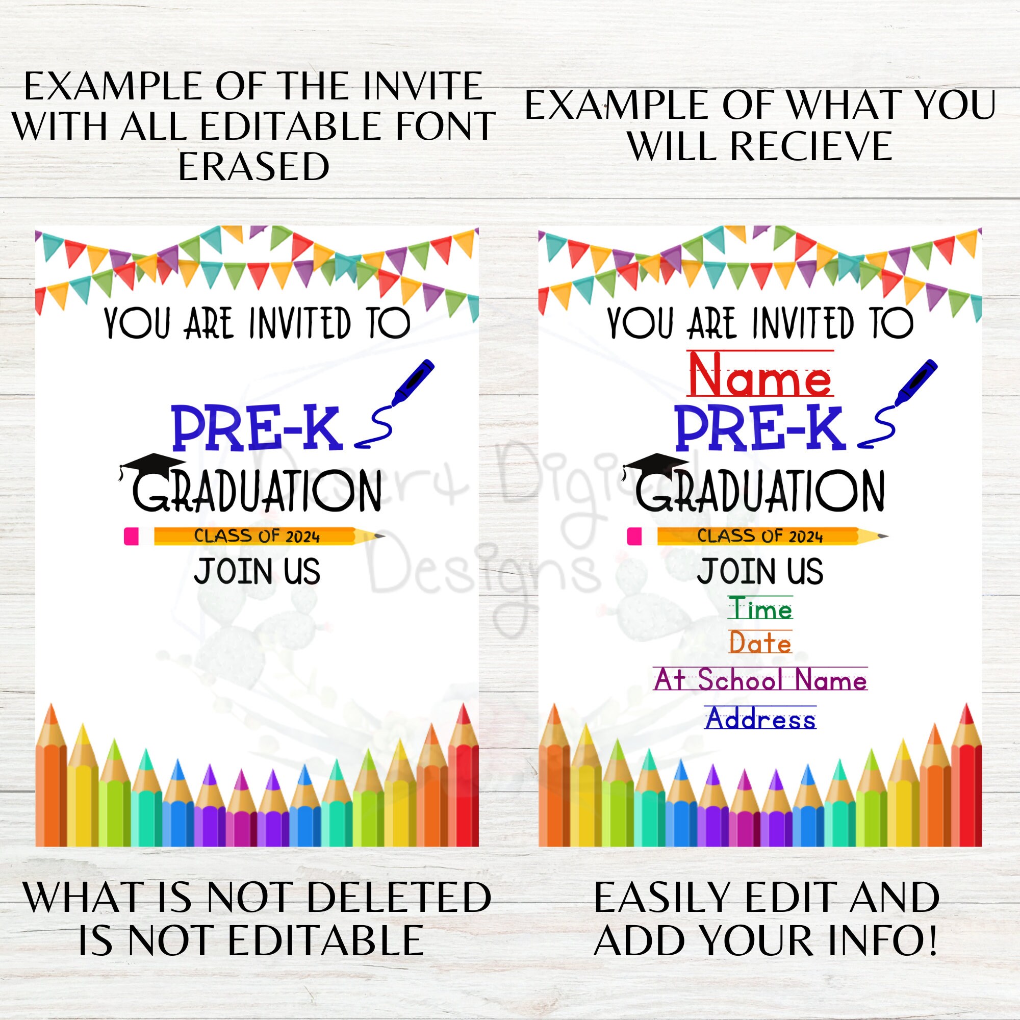 Preschool Editable Graduation Invitation Printable Prek Graduation ...