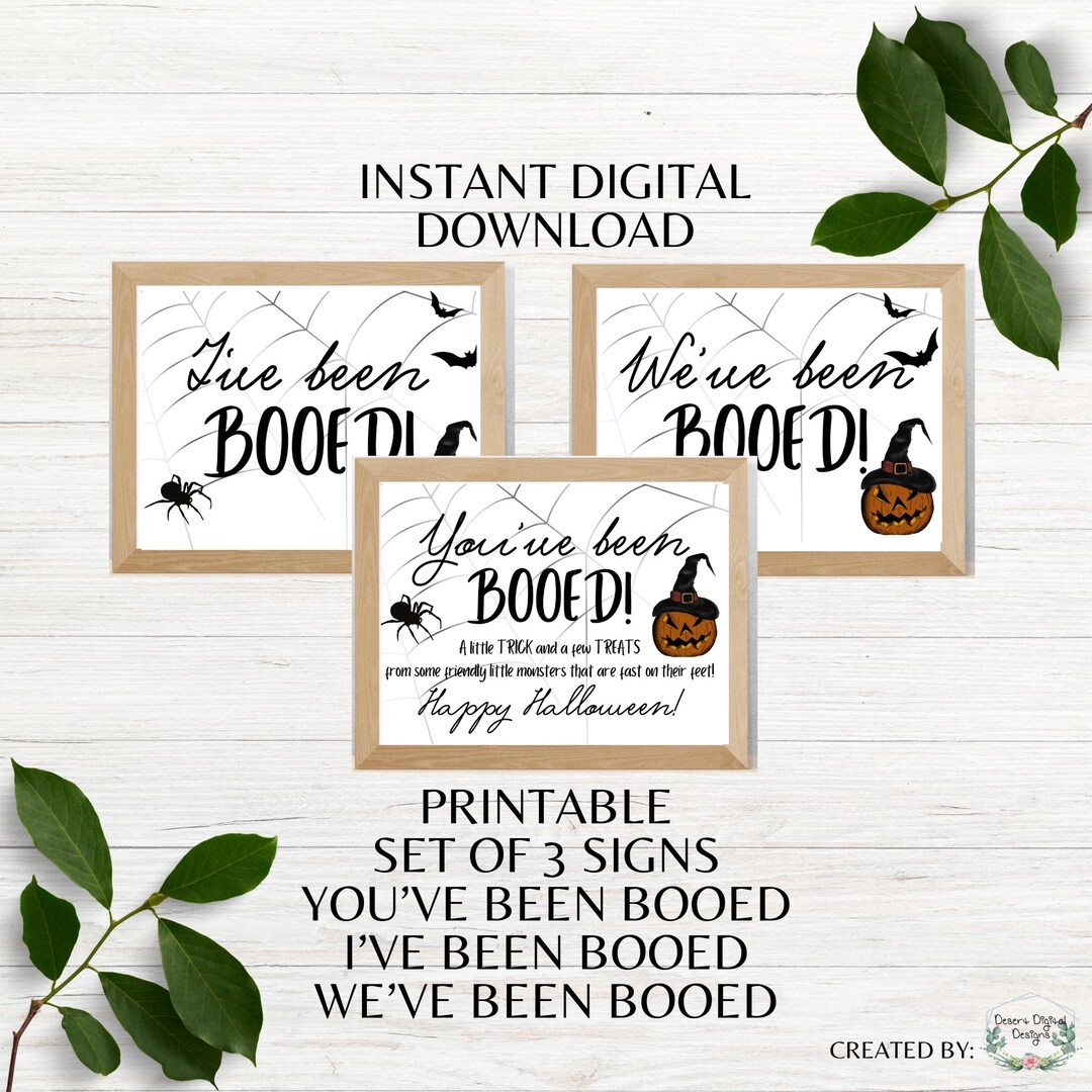 You've Been Booed Printable Set of 3 Halloween Booed Signs We've Been ...