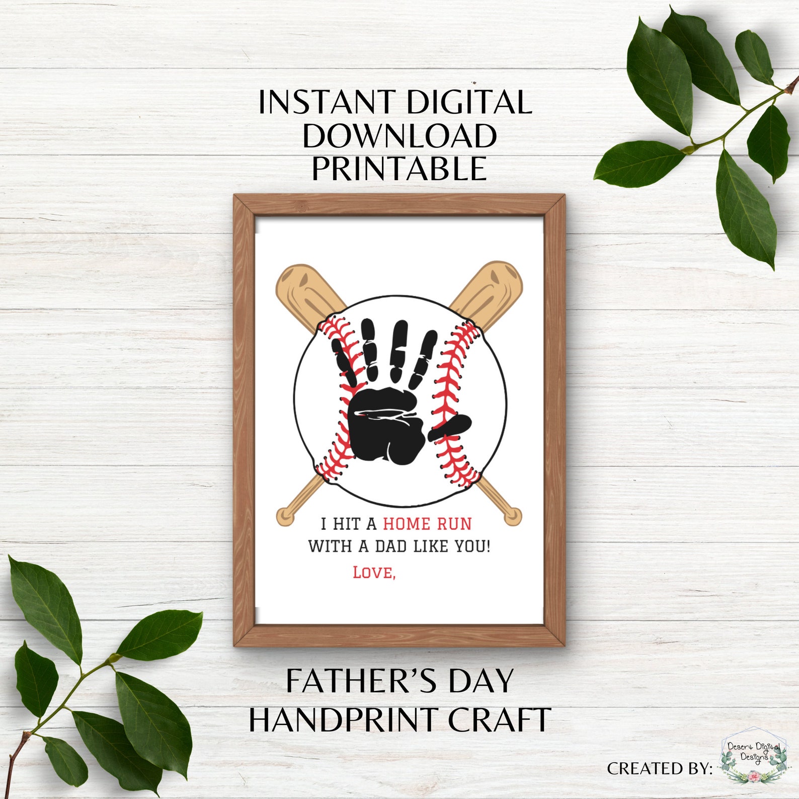 Father's Day Hit a Homerun Printable Handprint Craft Baseball Themed ...