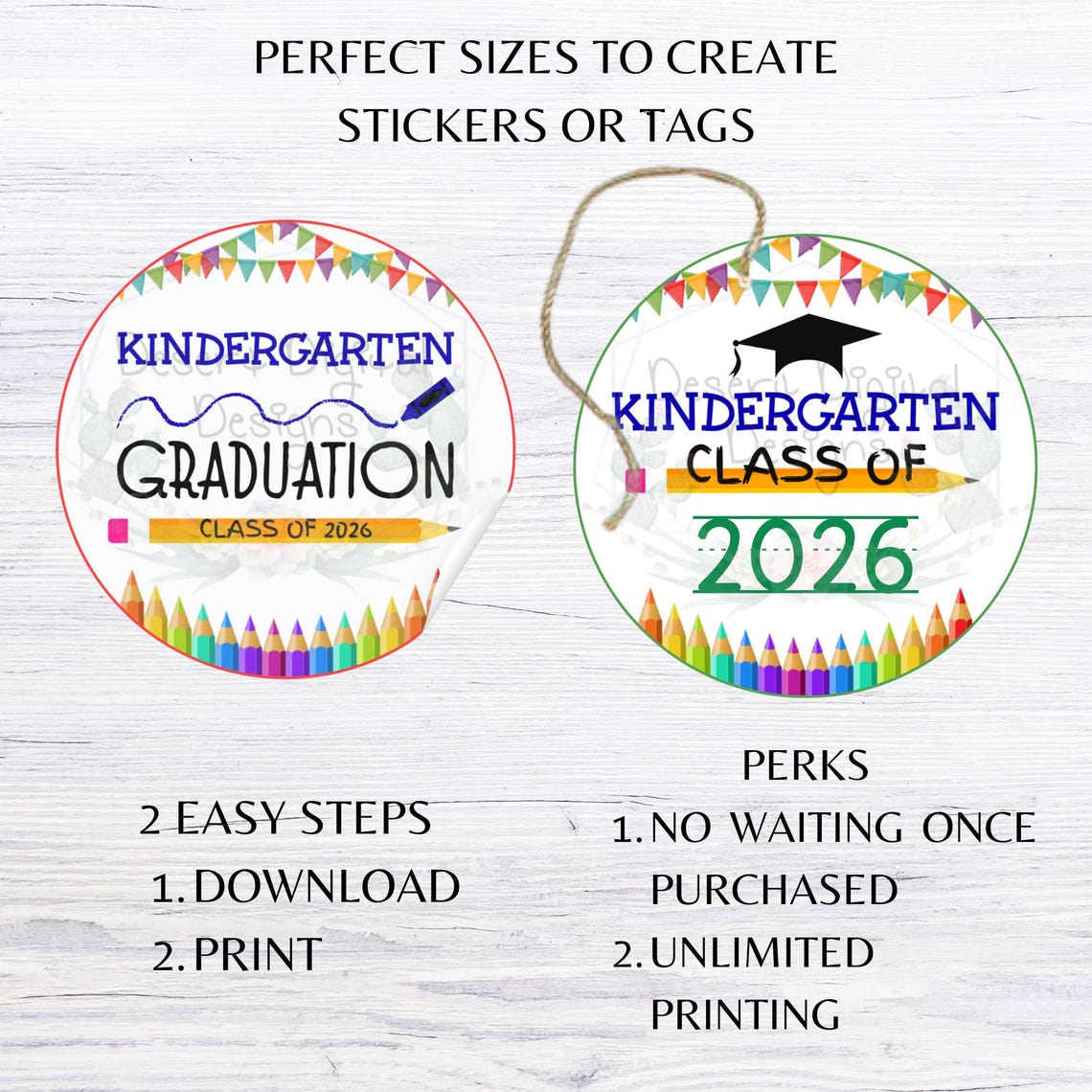Kindergarten Graduation Tags Printable Class of 2026 Kinder Graduate ...