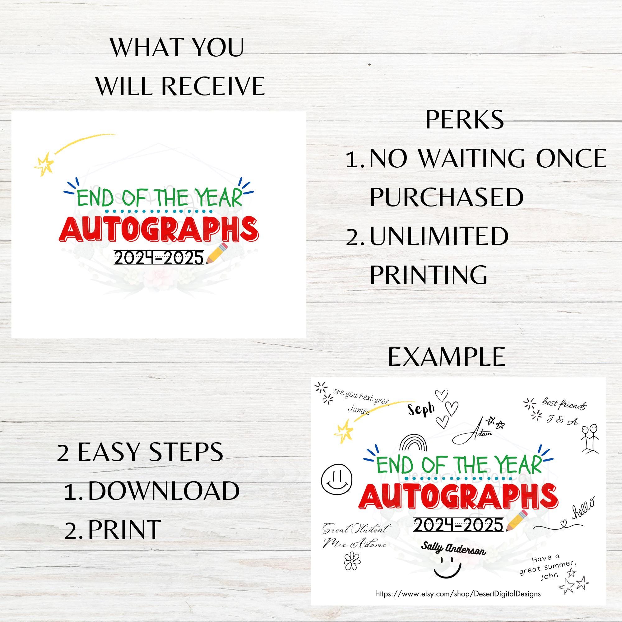 End of the Year Printable Autographs Sheet 2024-2025 Autographs Class ...
