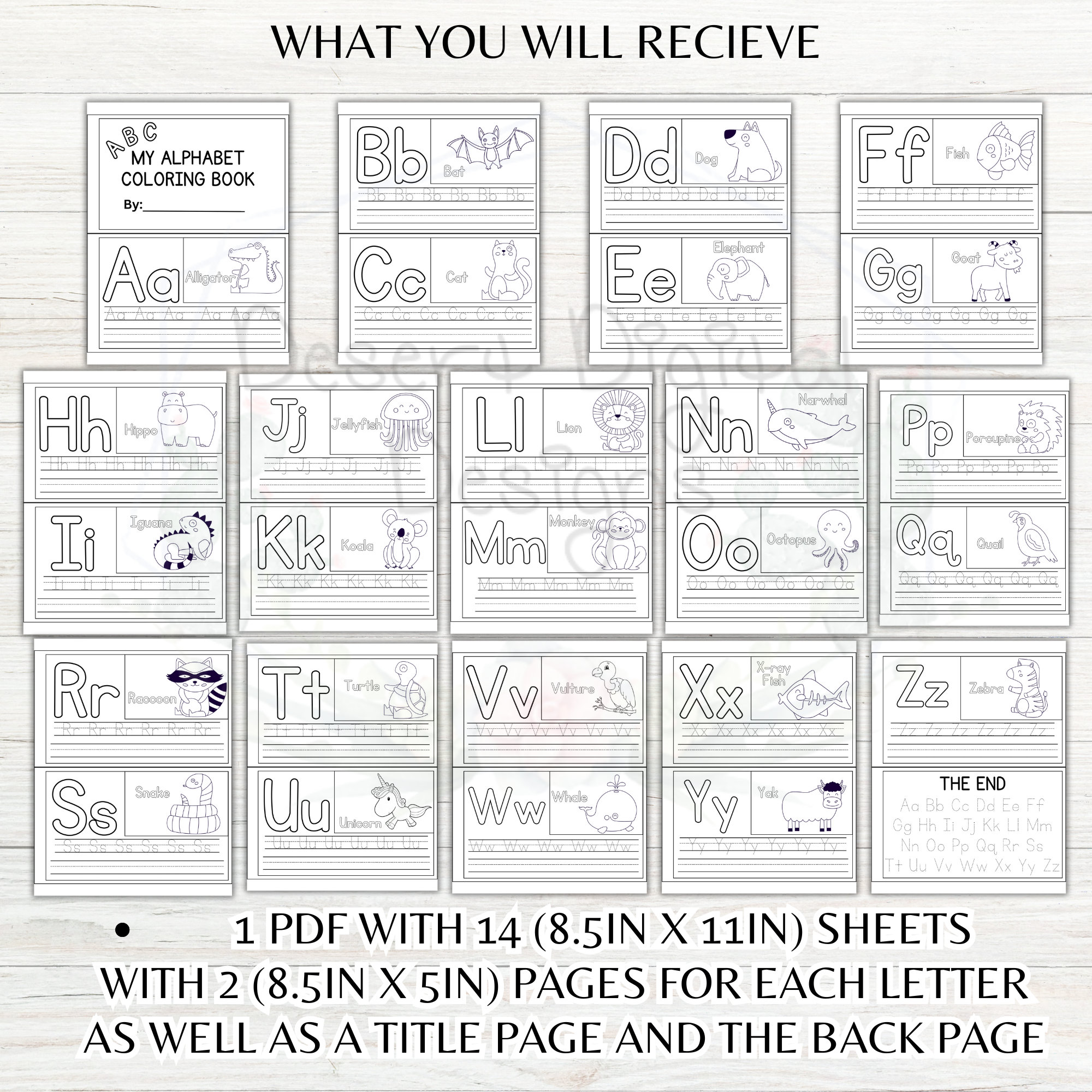 Printable My Alphabet Coloring Book Kids Craft My Alphabet Tracing Book ...