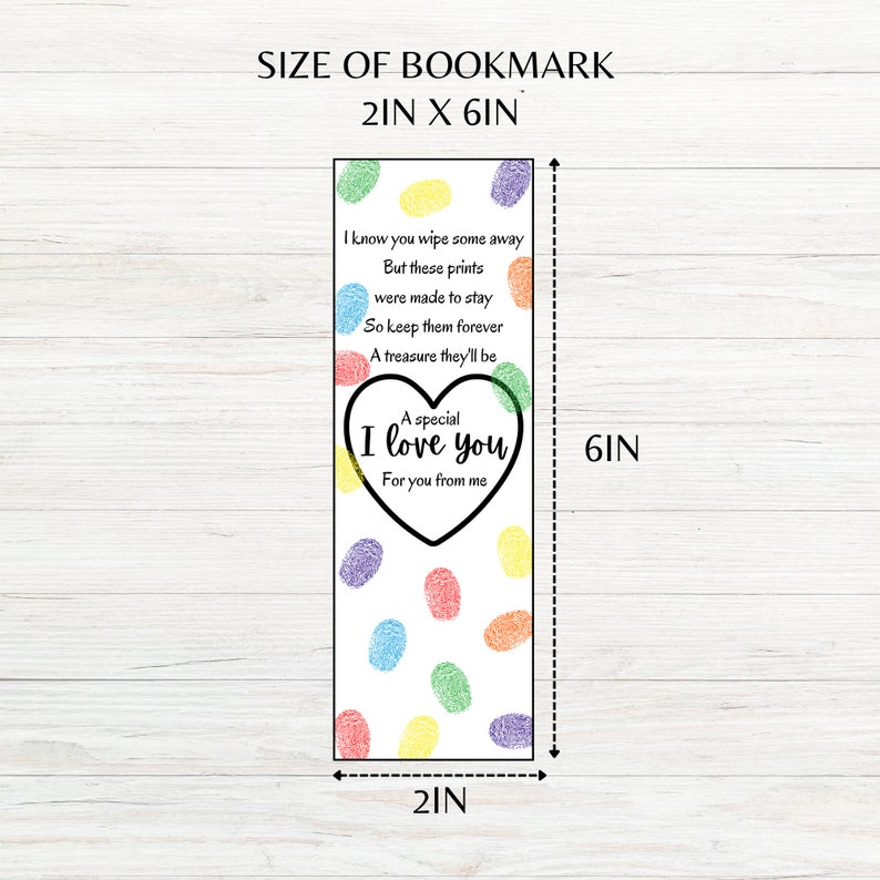I Love You Printable Bookmark Fingerprint Mother's Day Bookmark Father ...