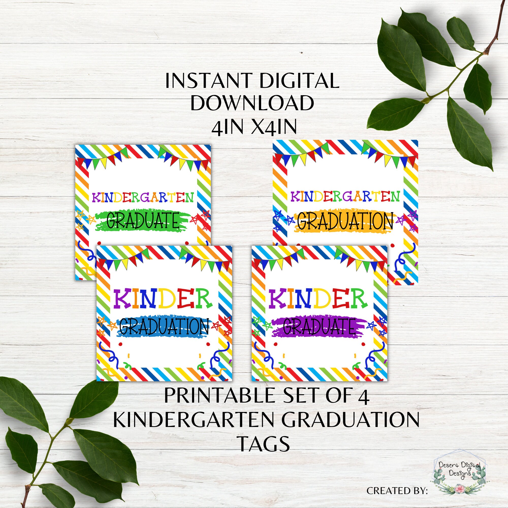 Kindergarten Graduation Tags Printable Class of 2024 Kindergarten ...