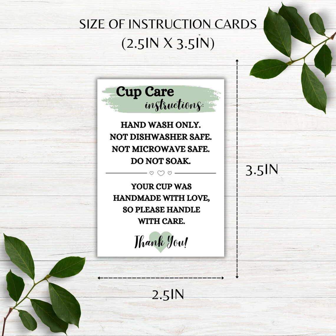 Printable Care Instruction Card Bundle Care Card Bundle Small Business ...