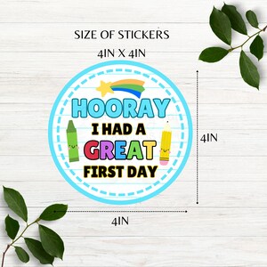 First Day of School Printable Set of 2 Stickers Tags Great First Day ...