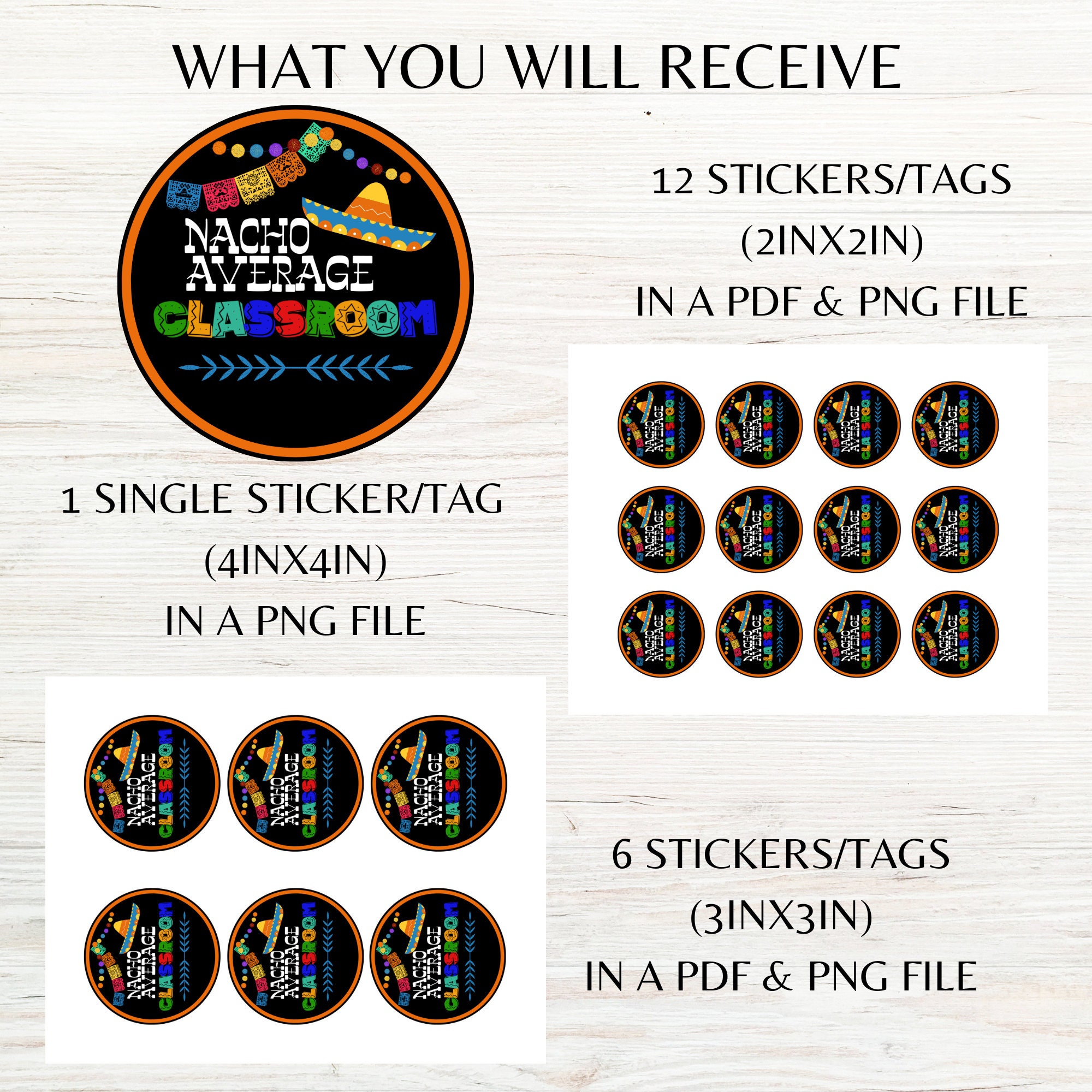 Nacho Average Classroom Sticker Printable Fiesta Themed Favor Tag or ...