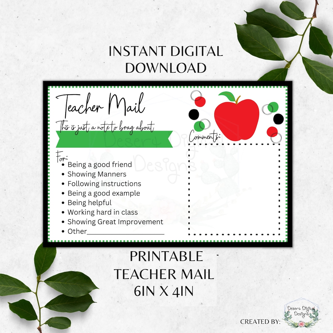 Printable Teacher Mail Note From Teacher Teacher Message Teacher Brag ...