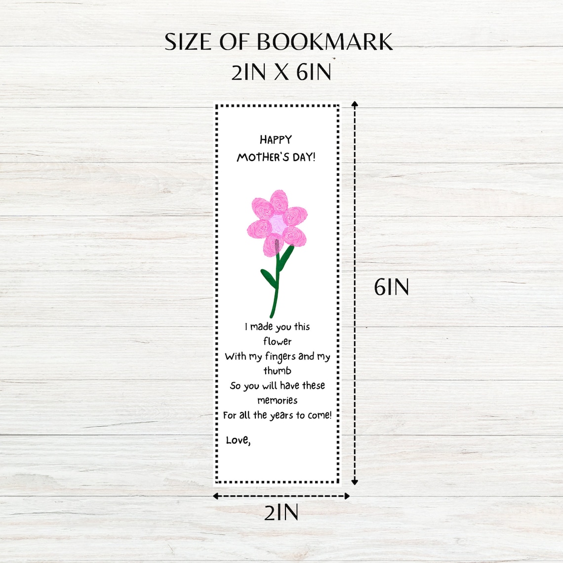Mother's Day Printable Bookmark Flower Fingerprint Bookmark Mother's ...