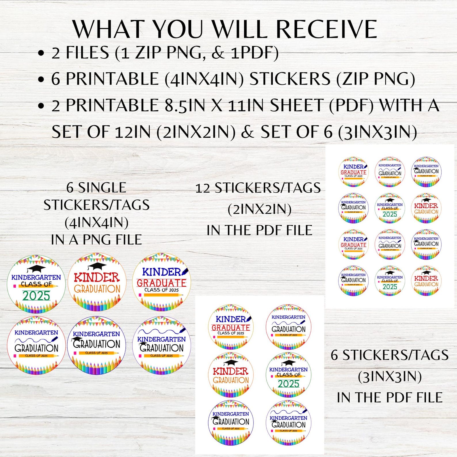 Kindergarten Graduation Tags Printable Class of 2025 Kindergarten ...