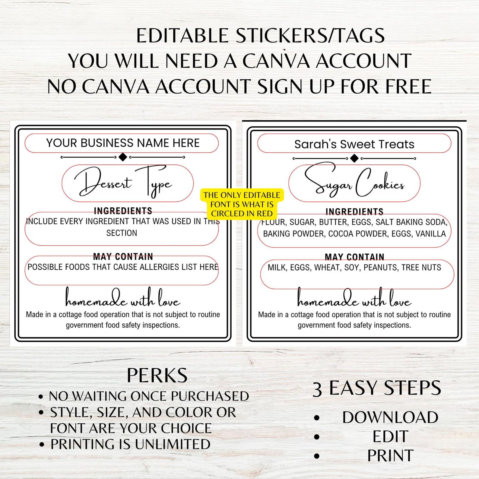 Cottage Law Editable Label Printable Food Label Sticker Editable ...