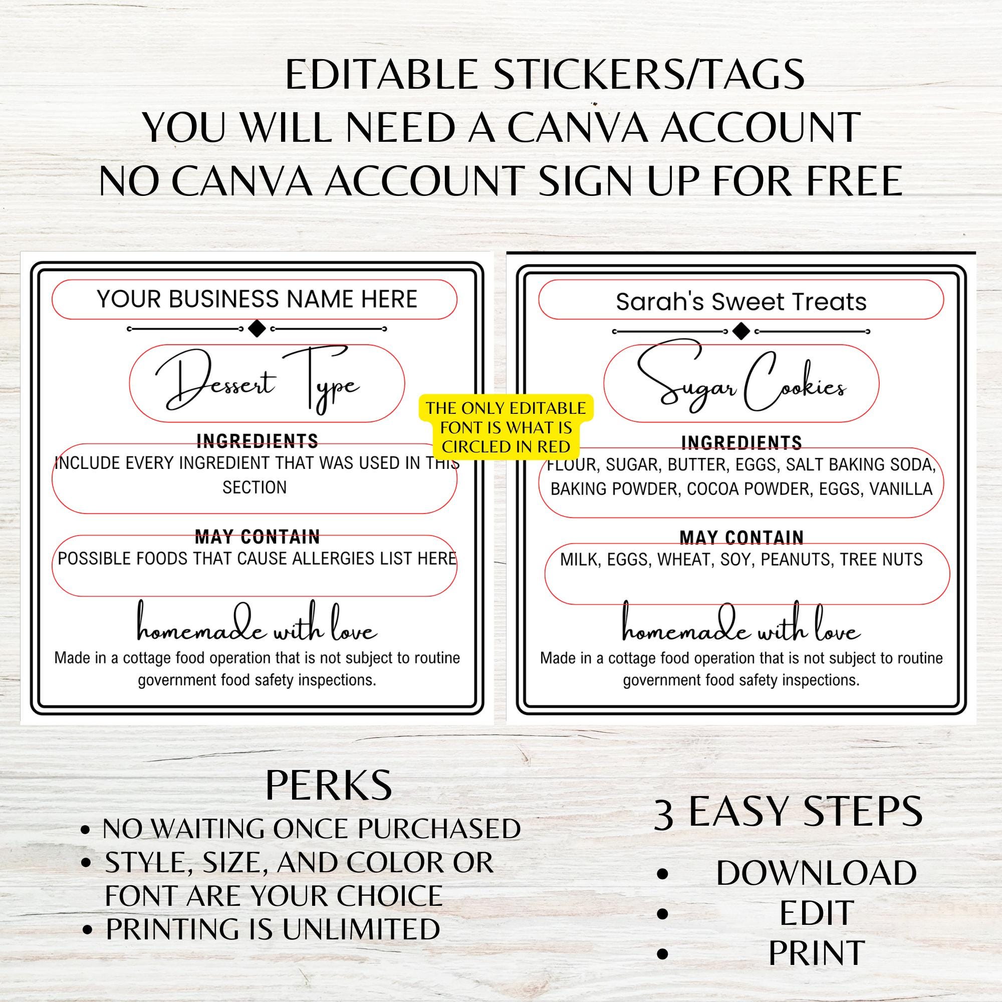 Cottage Law Editable Label Printable Food Label Sticker Editable ...