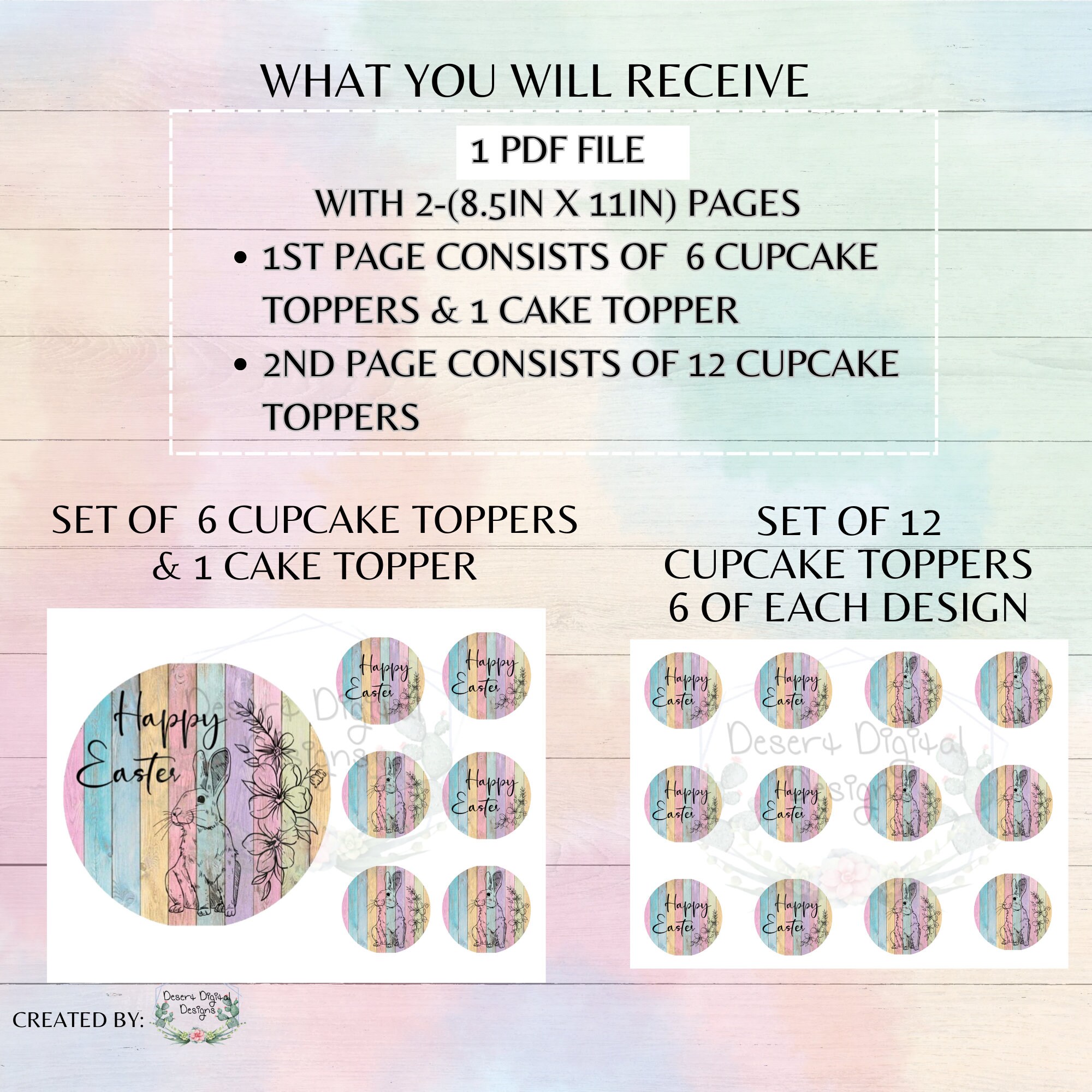Easter Cake and Cupcake Toppers Printable Cake Topper 2 Printable ...