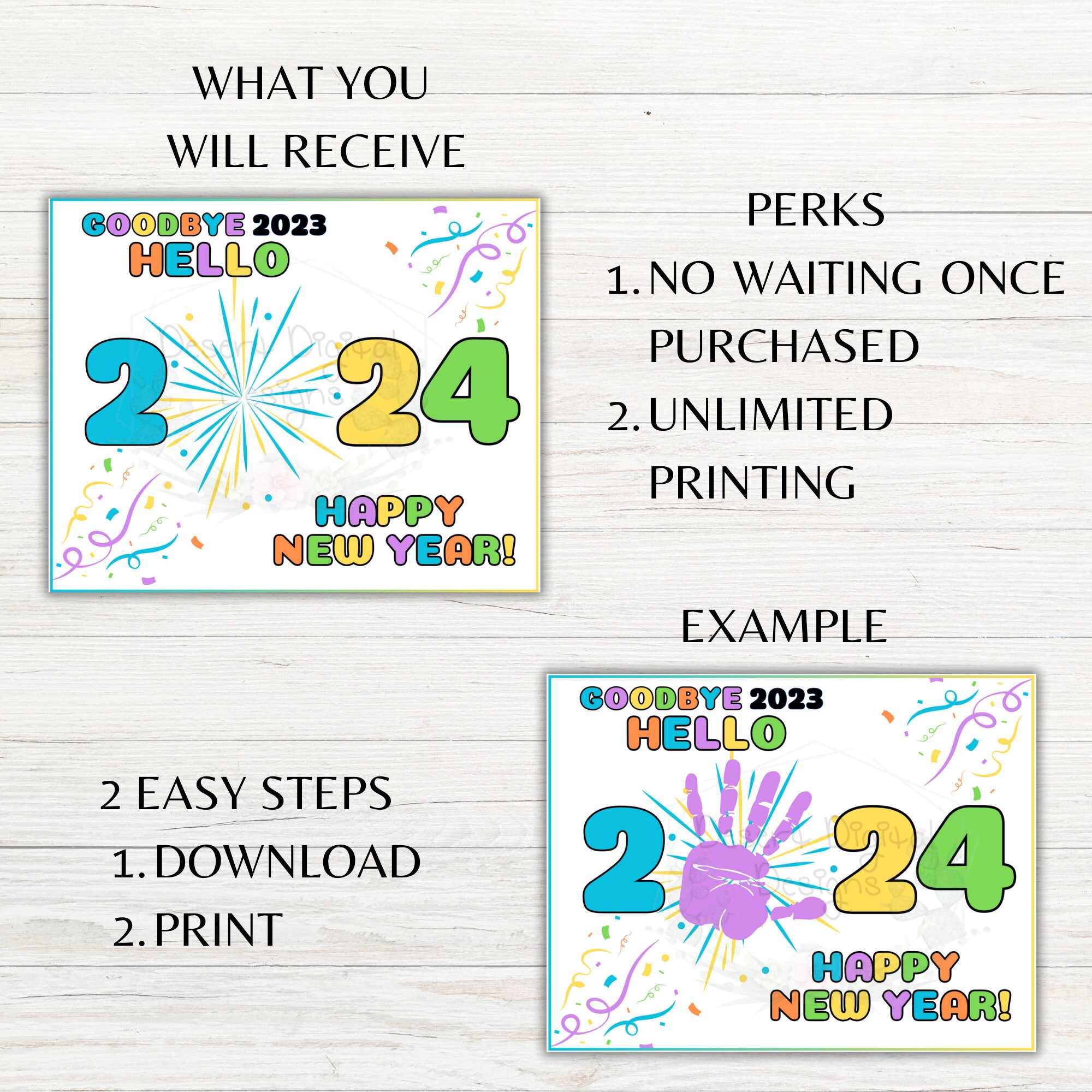 Happy New Year Printable Handprint Craft New Years Fireworks Handprint ...