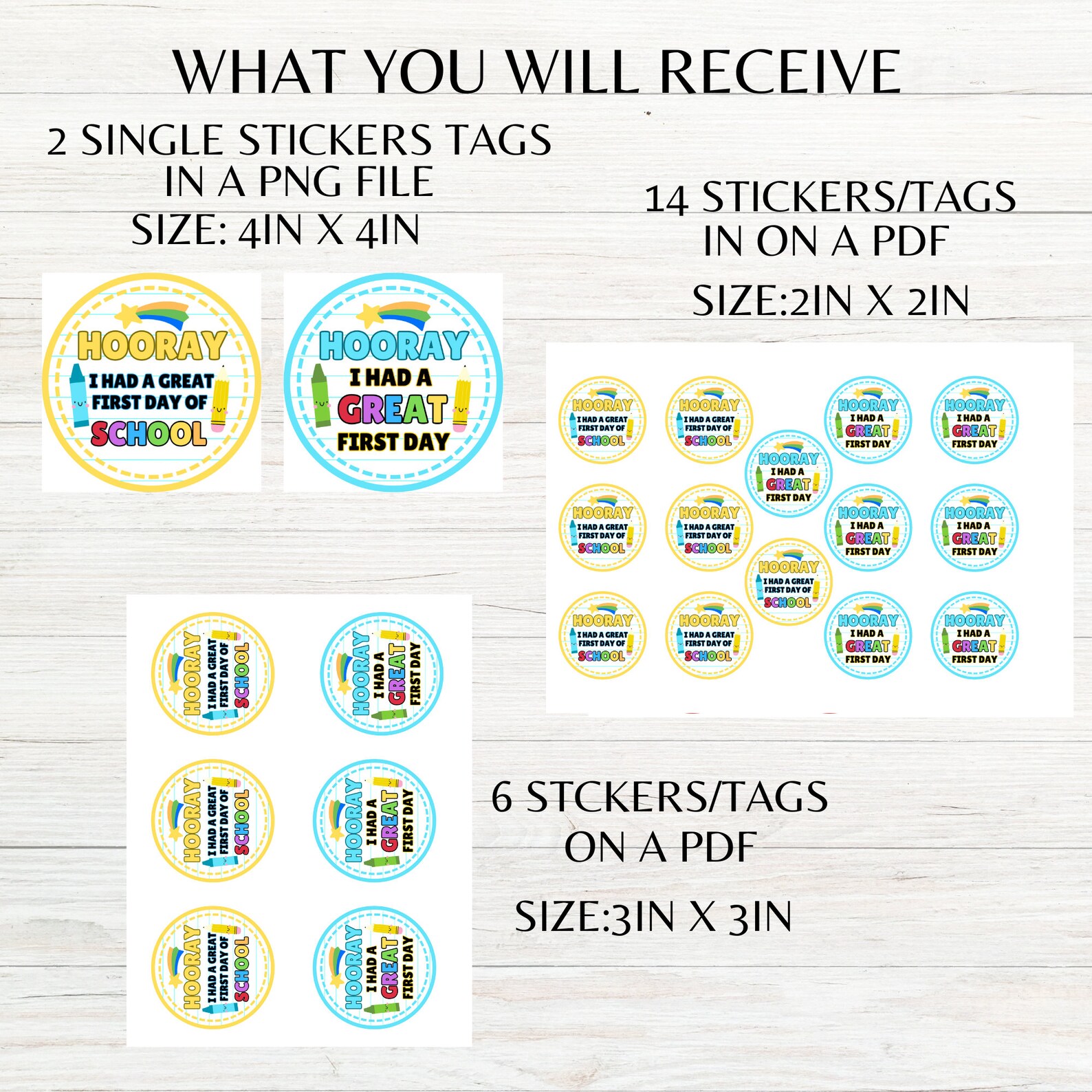 First Day of School Printable Set of 2 Stickers Tags Great First Day ...