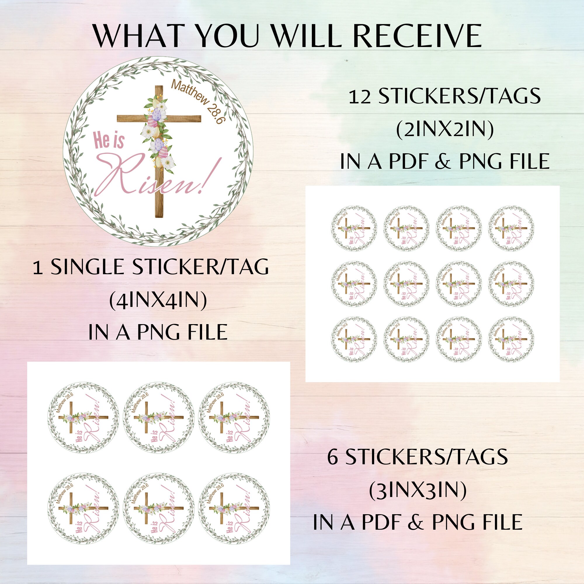 He is Risen Printable Sticker or Tag Easter He is Risen Sticker Favor ...