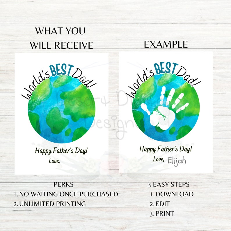 Printable Handprint World's Best Dad Father's Day Handprint Craft Best ...