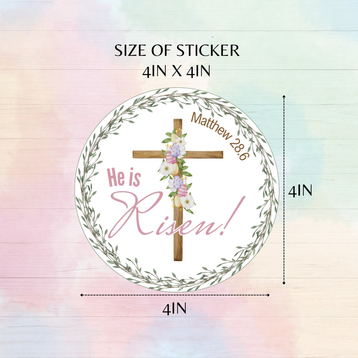 He is Risen Printable Sticker or Tag Easter He is Risen Sticker Favor ...