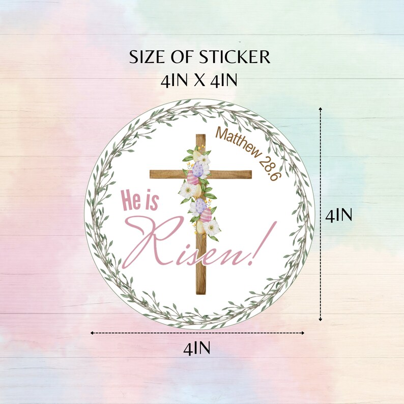 He is Risen Printable Sticker or Tag Easter He is Risen Sticker Favor ...