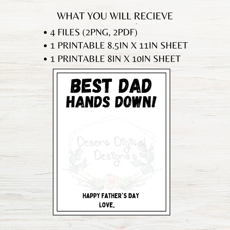 Best Dad Hands Down Handprint Art Father's Day Gift Printable Handprint ...