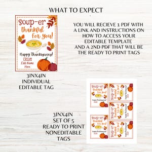 Thanksgiving Editable Soup-er Thankful Tag Printable Fall Soup-er ...