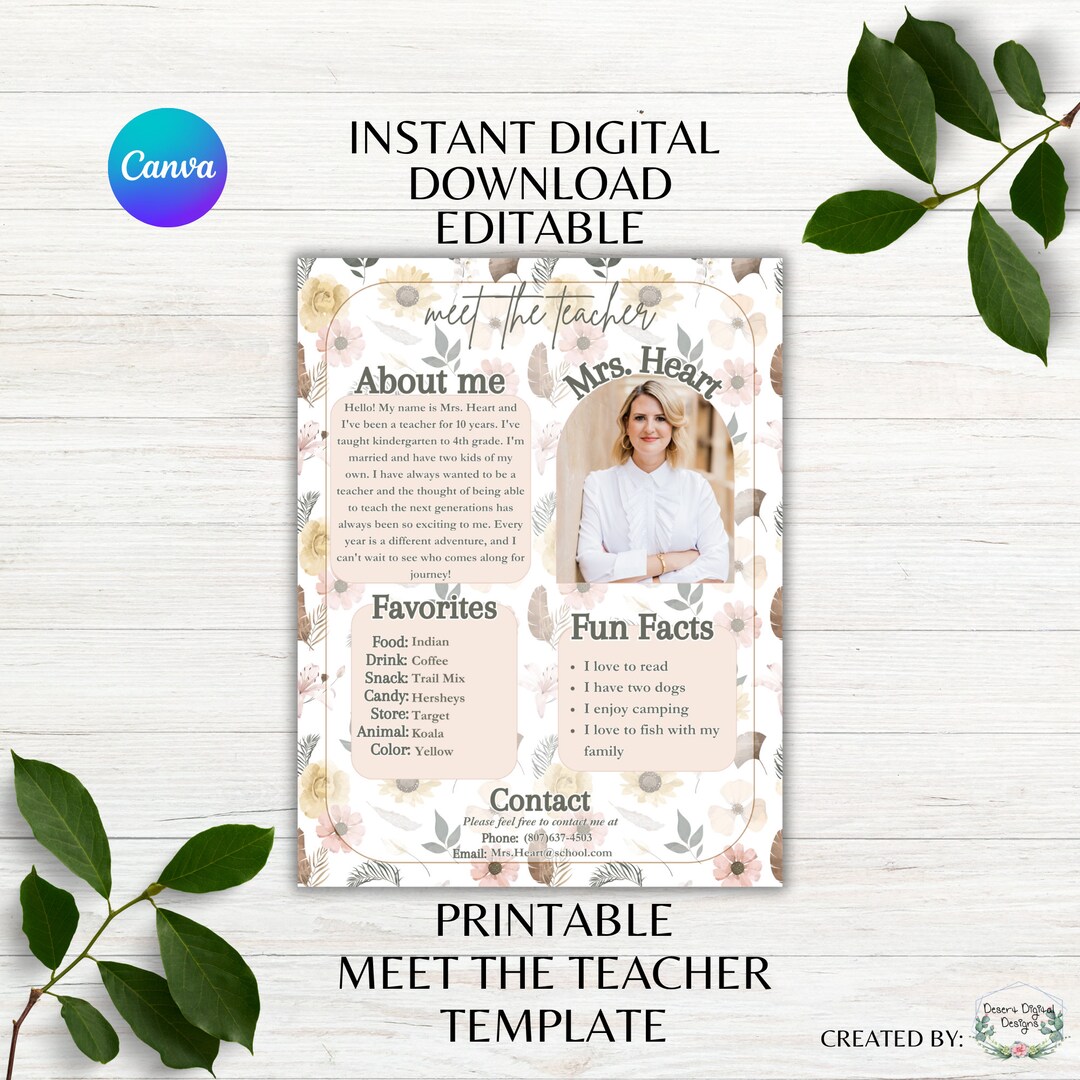 Meet the Teacher Flyer Editable Template Back to School Meet the ...