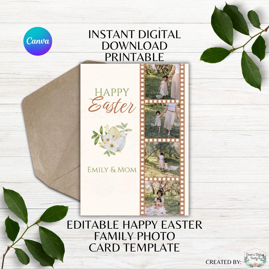 Happy Easter Editable Family Photo Easter Holiday Card Easter Sunday ...