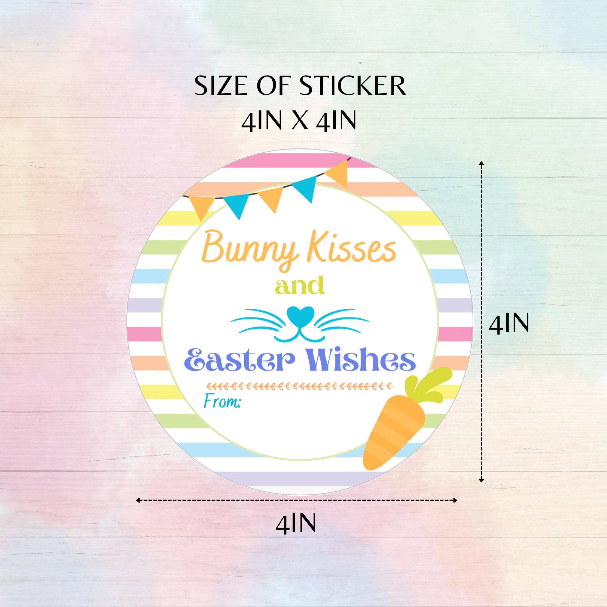 Bunny Kisses and Easter Wishes Printable Sticker or Tag Easter Sticker ...