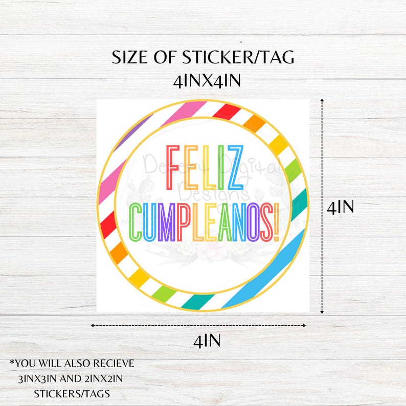 Feliz Cumpleanos Stickers Printable Spanish Happy Birthday Favor Tags ...
