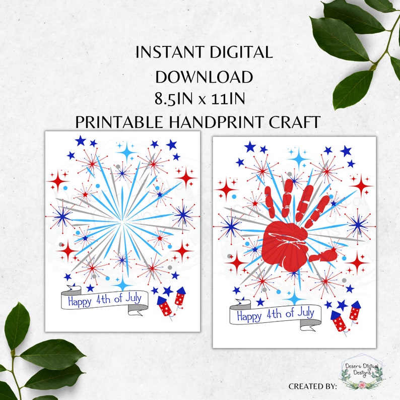 Printable Handprint 4th of July Craft Happy 4th of July - Etsy