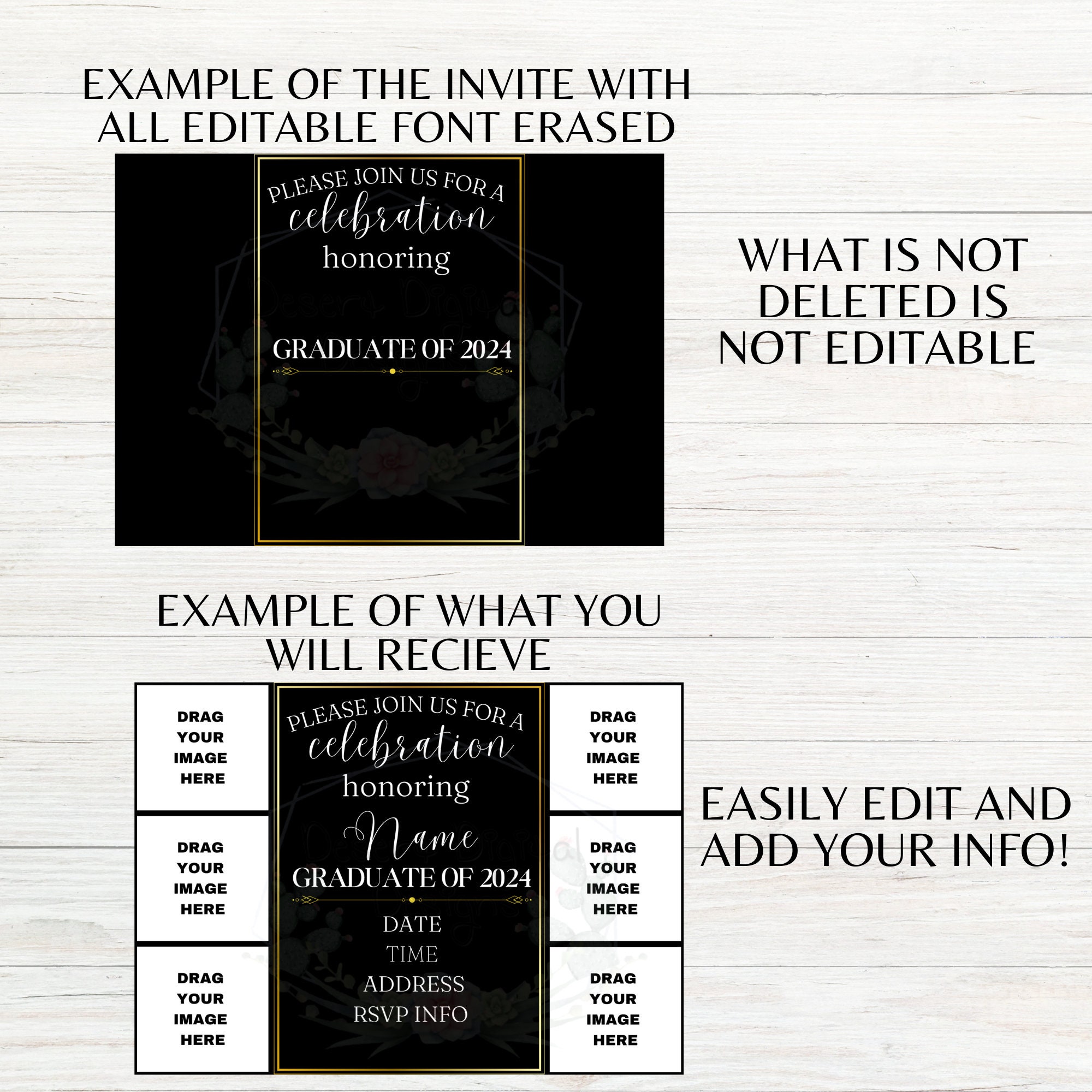 2024 Graduate Editable Graduation Invitation Senior Photo Graduation ...