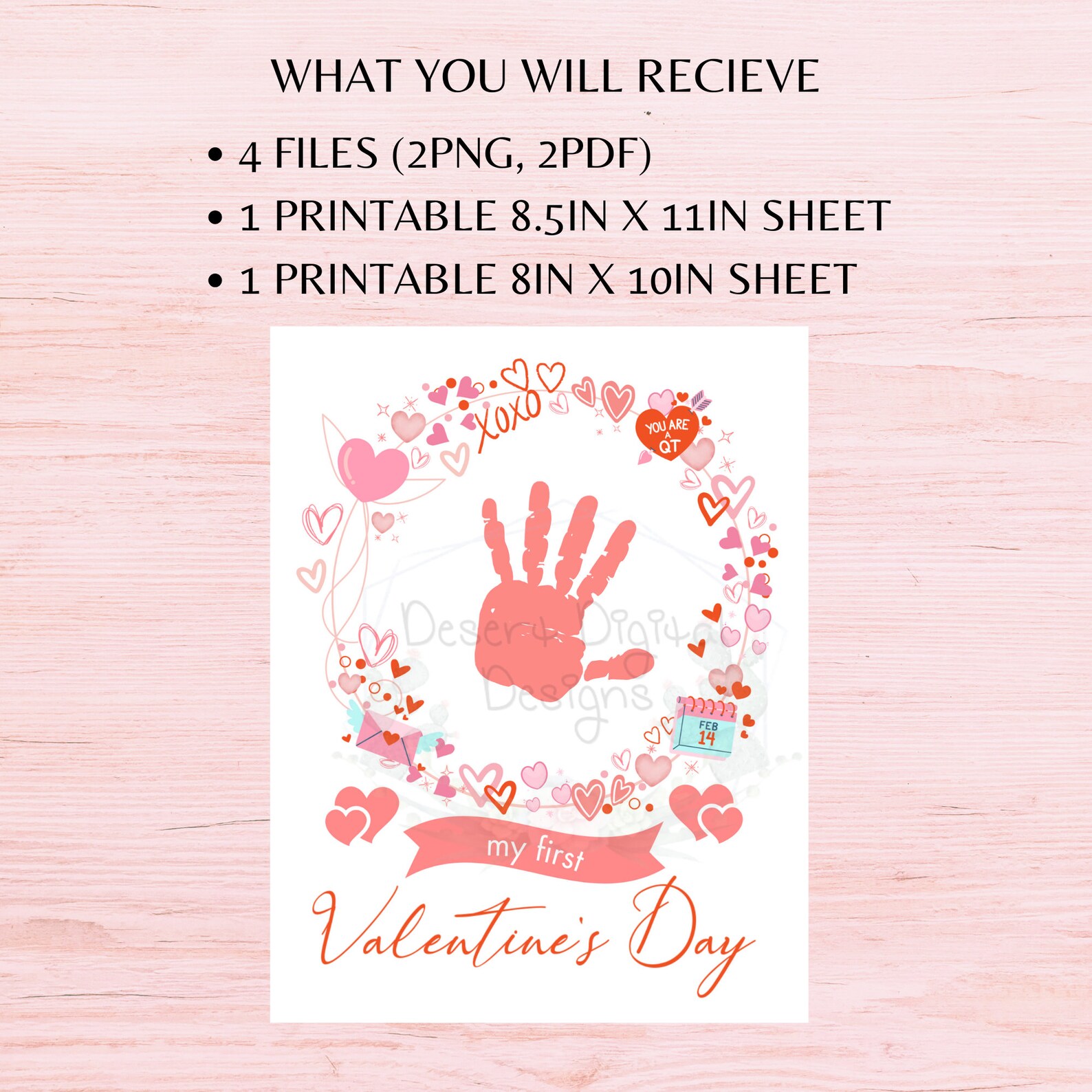 My First Valentine's Day Printable Handprint Craft First Valentine ...