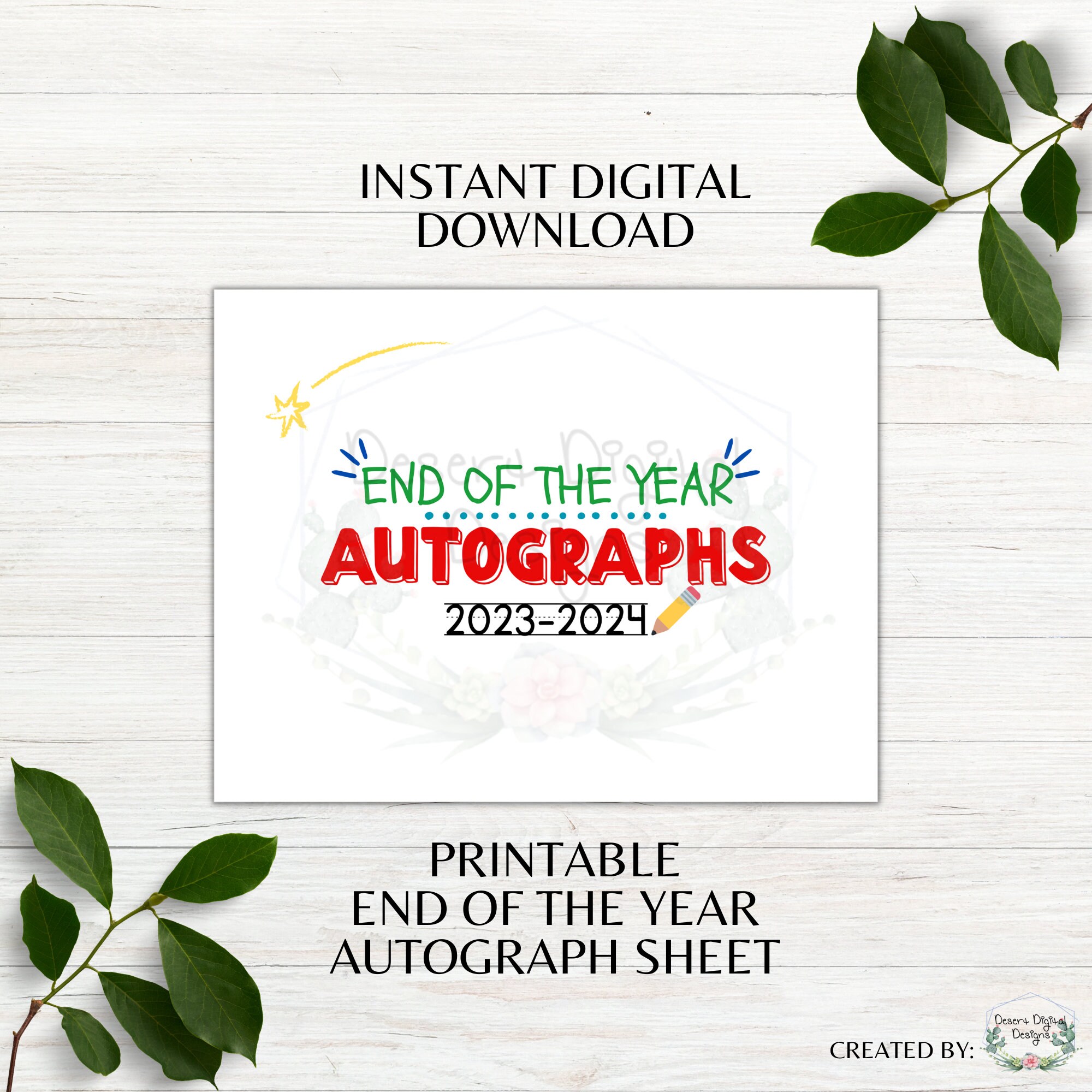 End of the Year Printable Autographs Sheet 2023-2024 Autographs Class ...