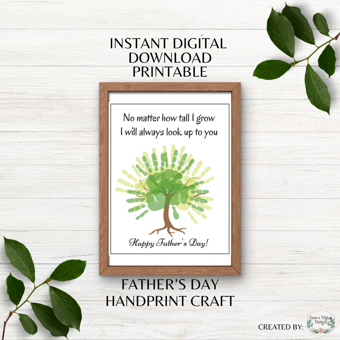 Printable Handprint Tree Art Father's Day Handprint Craft Grandfather ...