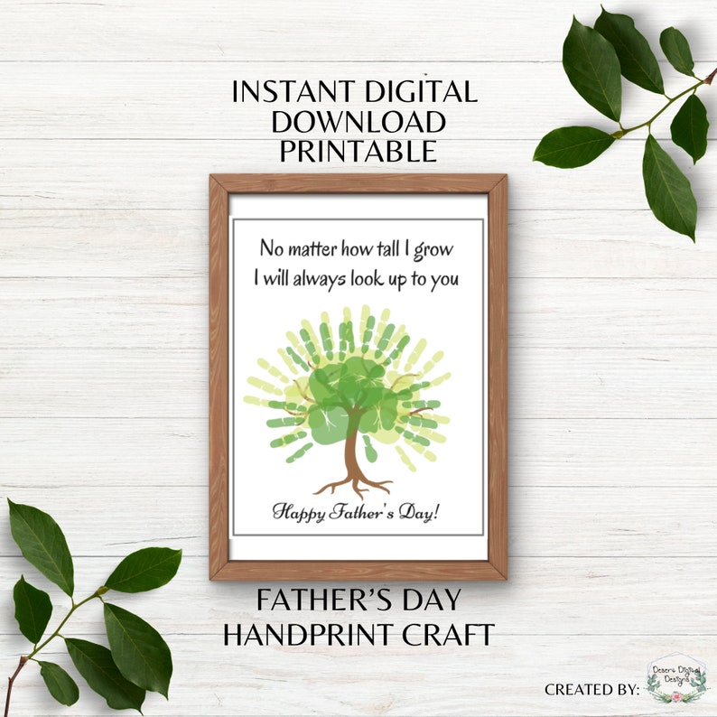 Printable Handprint Tree Art Father's Day Handprint Craft Grandfather ...