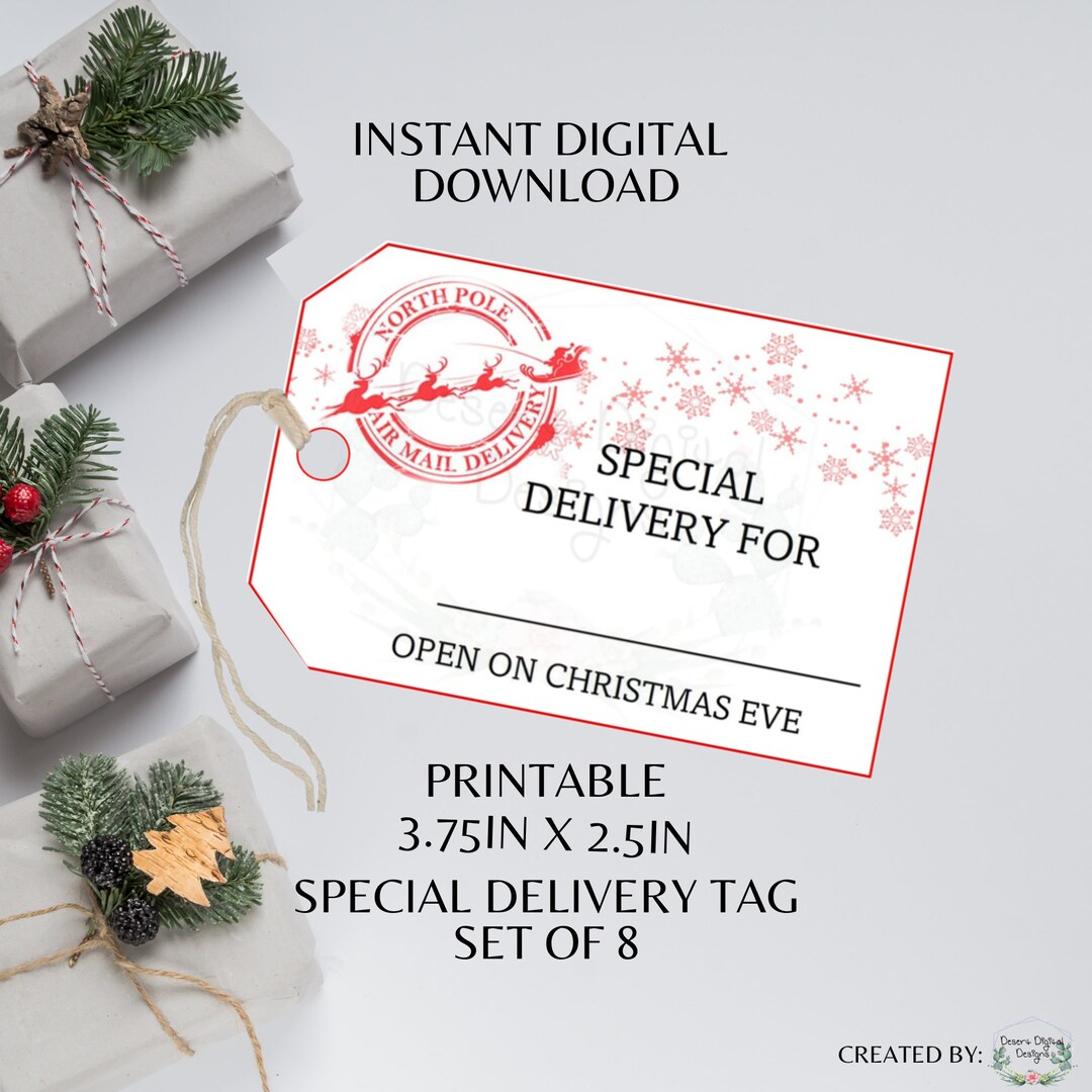 Special Delivery for Printable Christmas Eve Tag Printable Christmas ...