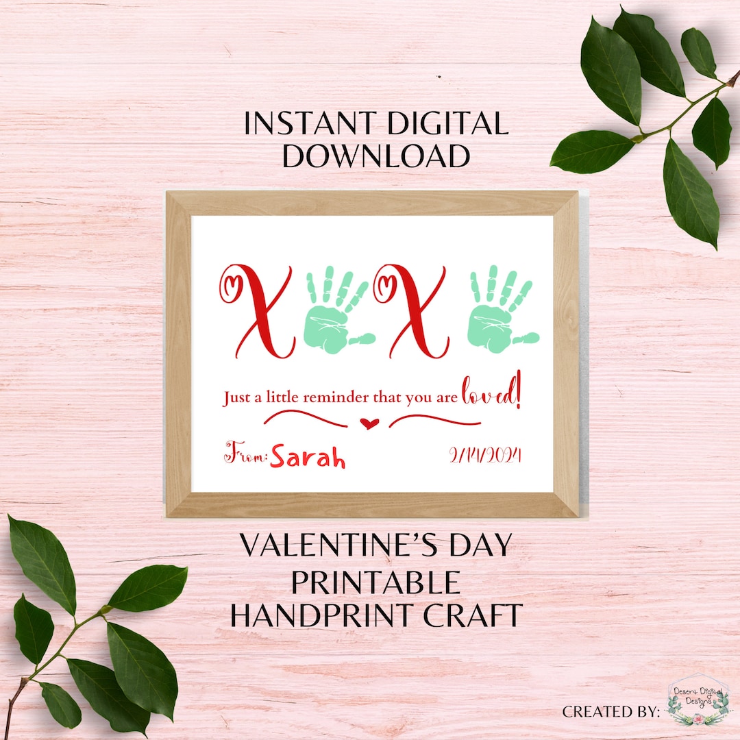 Valentine's Day XOXO Printable Handprint Craft Hugs & Kisses Valentine ...