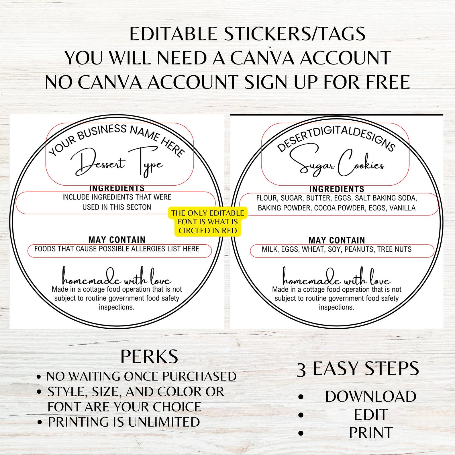 Cottage Law Editable Round Label Printable Food Sticker Editable ...