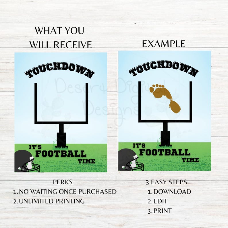 Touchdown It's Football Time Printable Handprint Art Classroom Kids ...