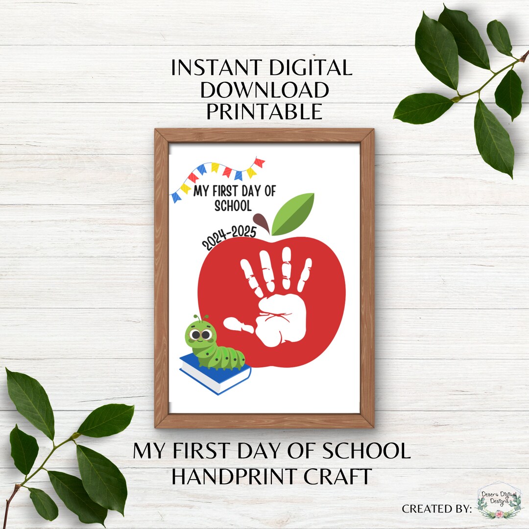 Back to School Printable Handprint Craft Back to School Apple Handprint ...