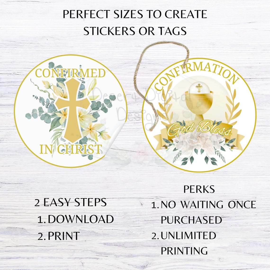 Confirmation Printable Set Christening Favor Tags Confirmed in Christ ...