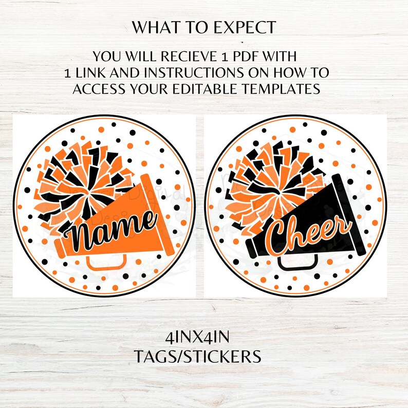 Cheer Editable Set of 2 Printable Cheer Stickers Cheer Editable Name ...
