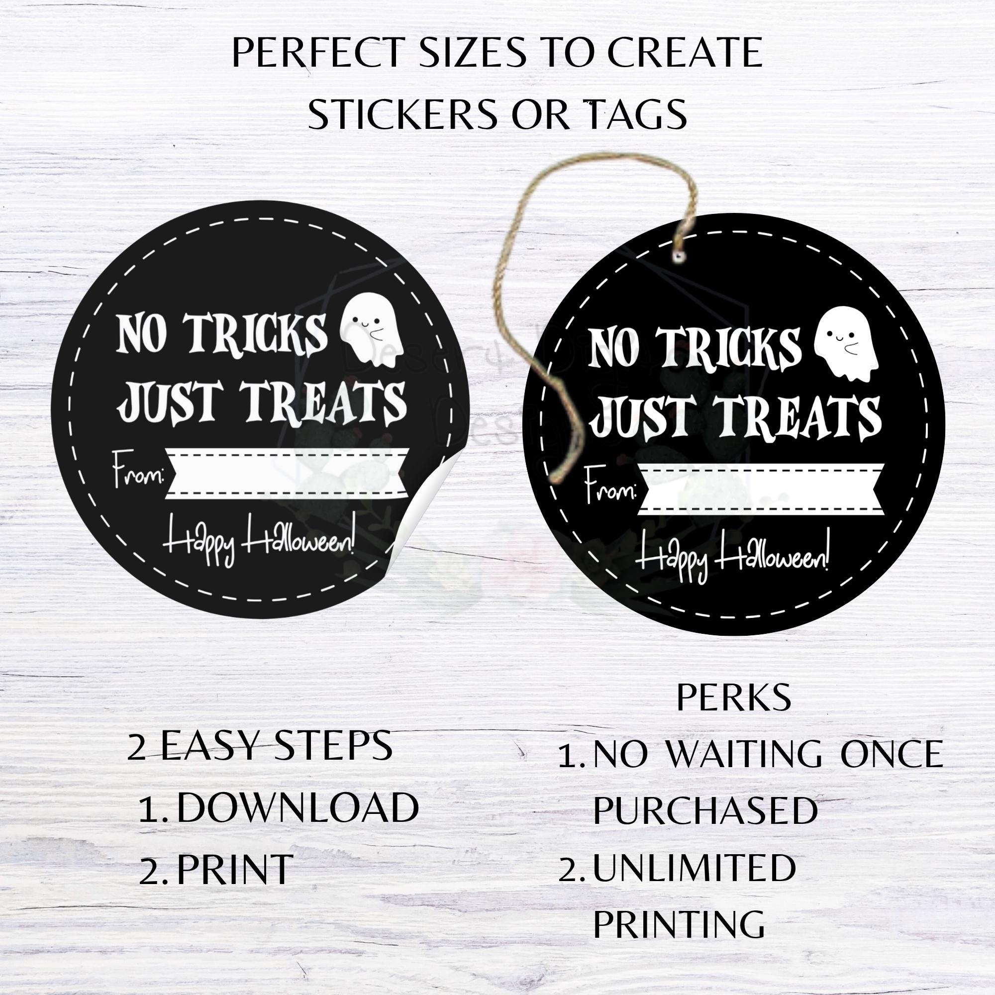 No Tricks Just Treats Printable Halloween Sticker Happy Halloween ...