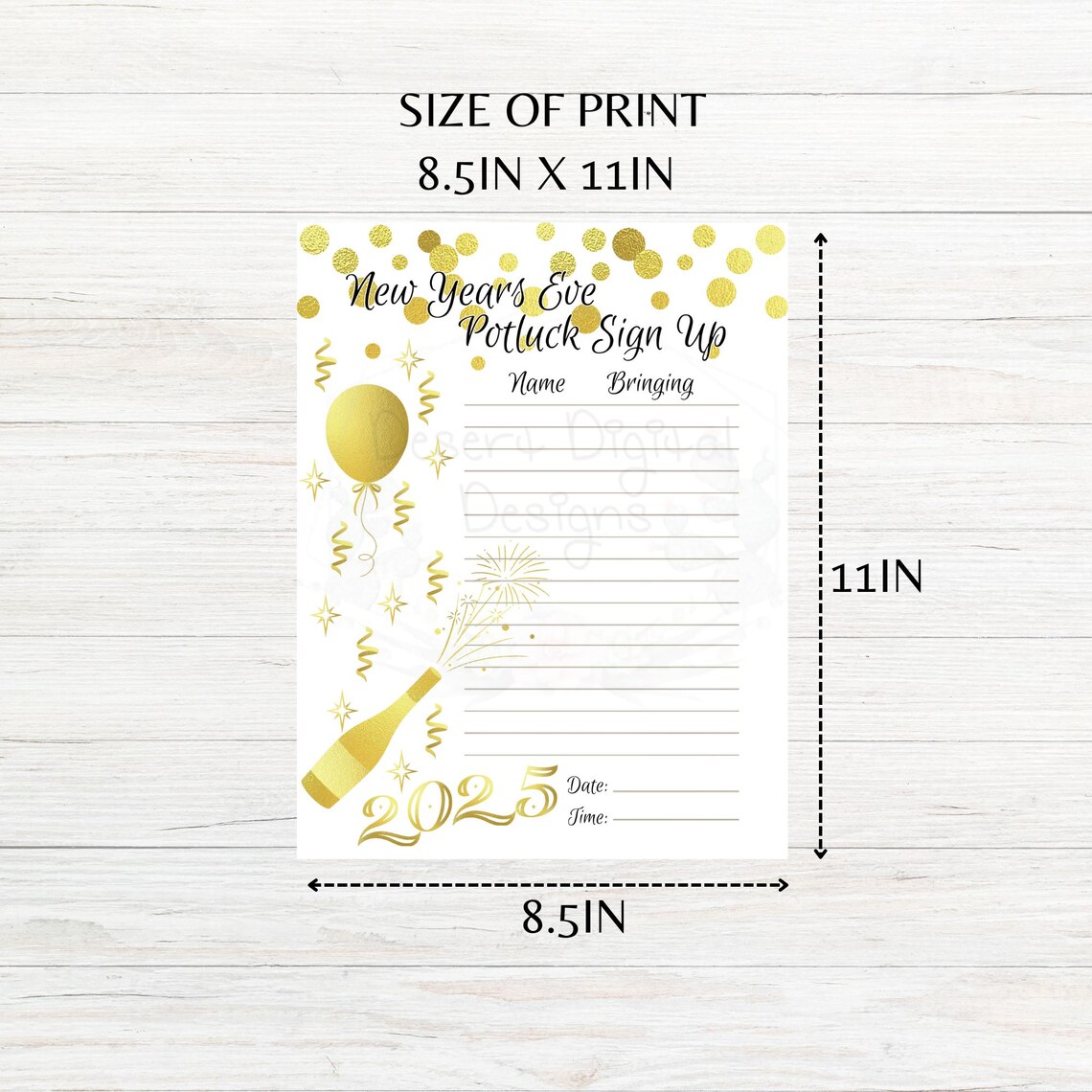 New Years Eve Potluck Sign up Sheet Printable Potluck Sign up Sheet ...