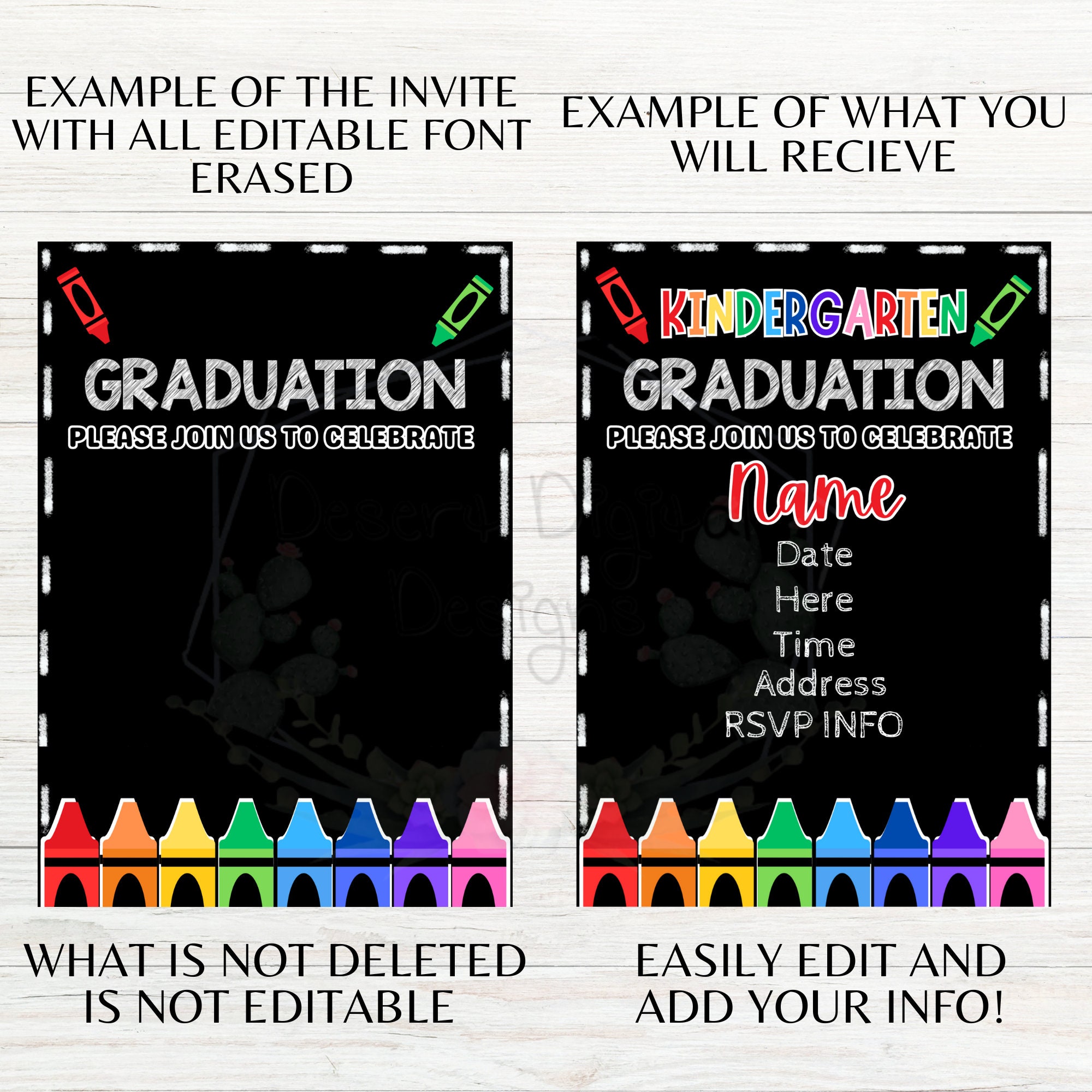 Pre-k to 5th Grade Graduation Invitation Printable 5th Grade Graduate ...