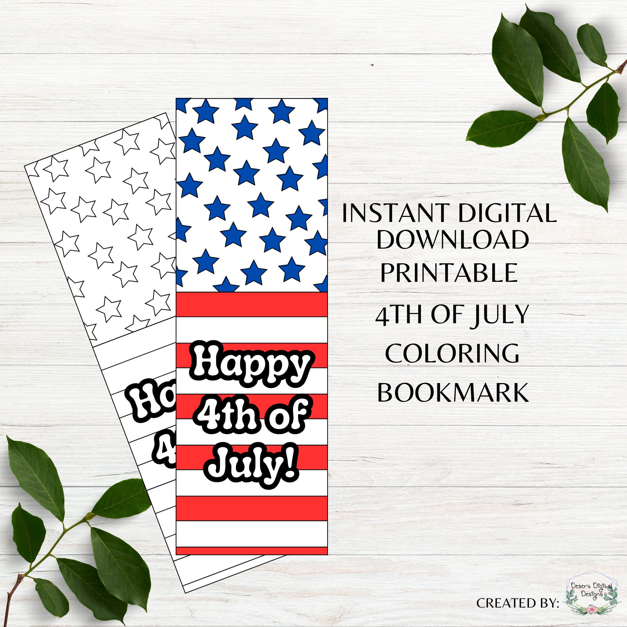 Printable July 4th Coloring Bookmark Independence Day Coloring Bookmark ...