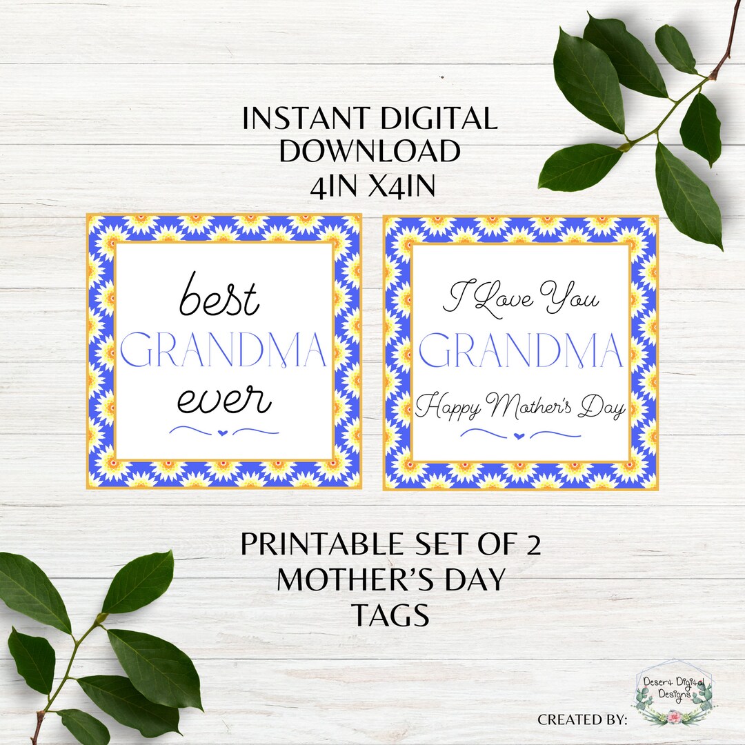 Happy Mother's Day Grandma Tags Printable I Love You Grandma Tags Set ...