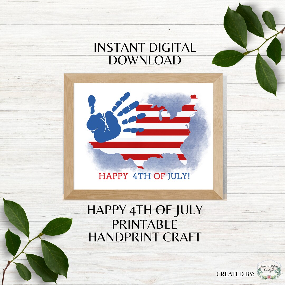 Printable Happy July 4th Handprint Craft USA Independence Day Flag ...