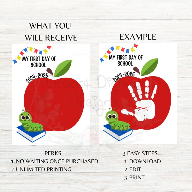 Back to School Printable Handprint Craft Back to School Apple Handprint ...