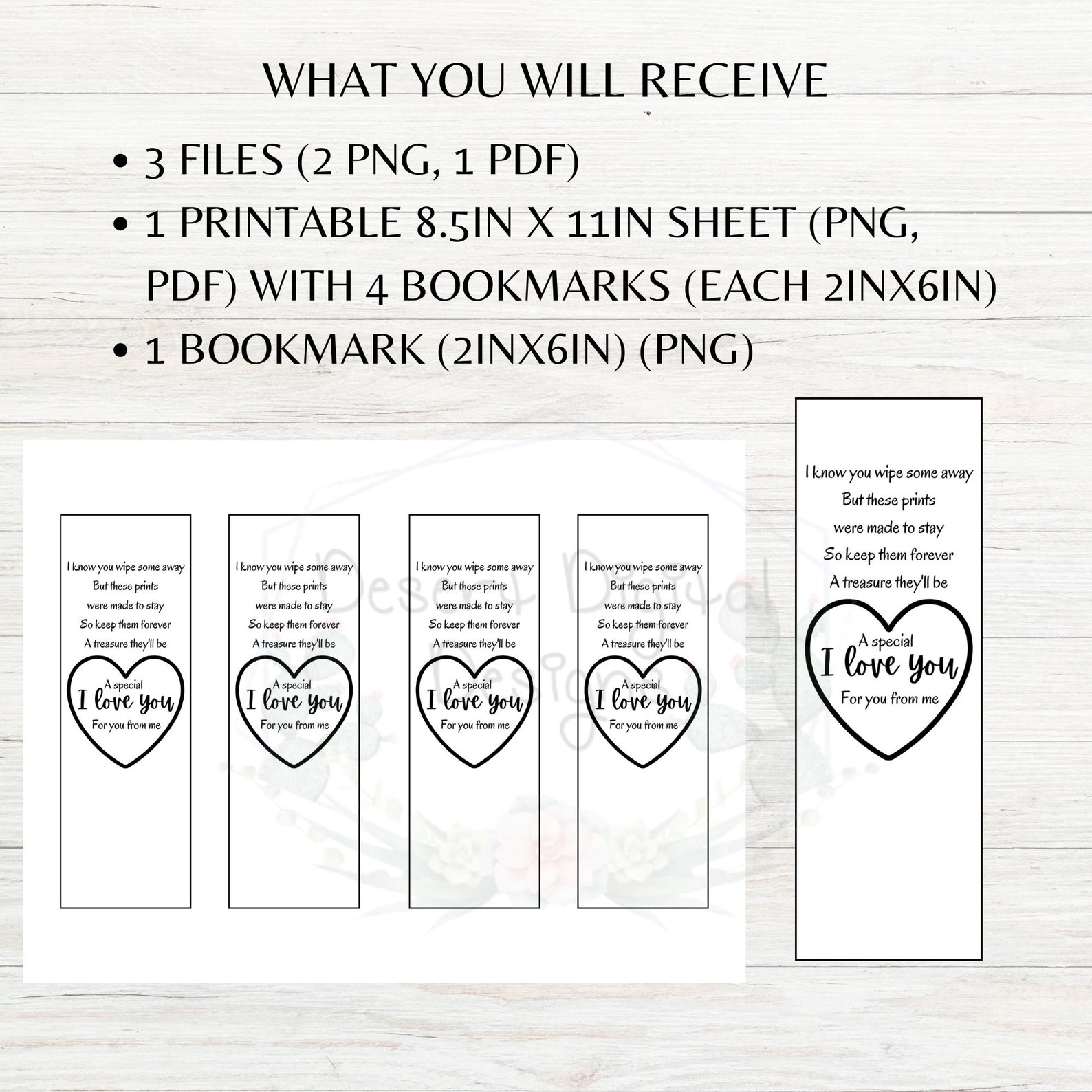 I Love You Printable Bookmark Fingerprint Mother's Day Bookmark Father ...